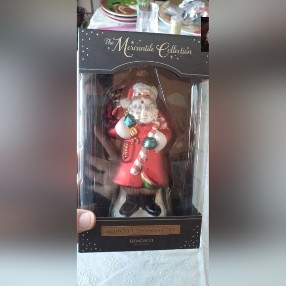 Other | Demdaco The Mercantile Collection Blown Santa Glass Ornament ...